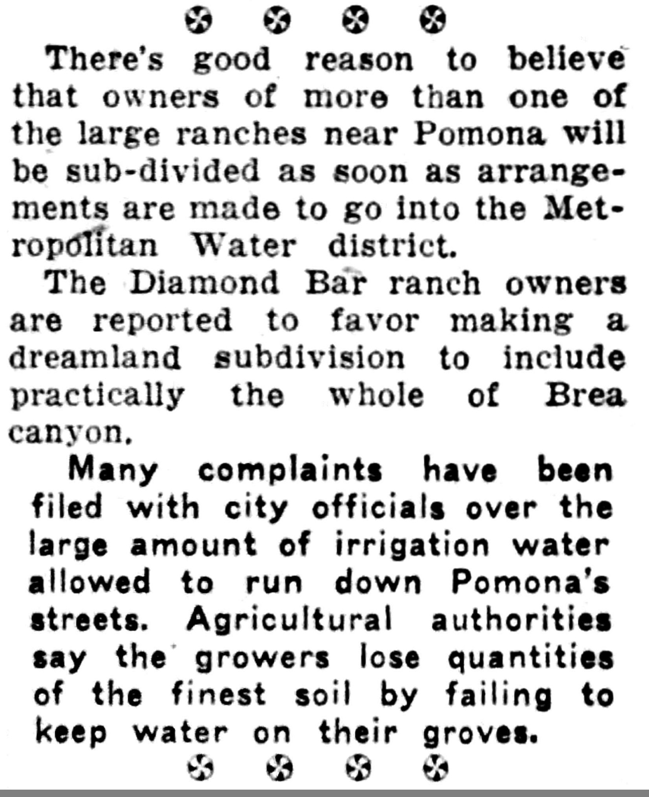 Pomona 1946 water newsclip – Phillips Ranch Ca. 9176